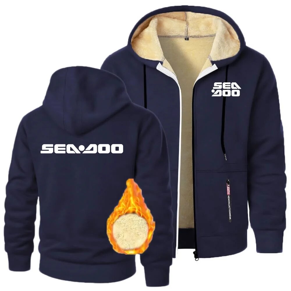 Sea Doo толстовка на молнии, синий, L, овечья шерсть