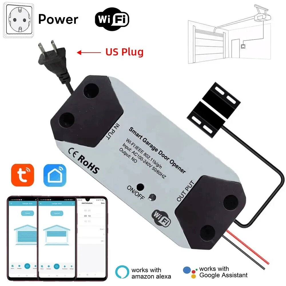 Контроллер для гаражных ворот Tuya WiFi CKM01 AC100-240V US plug
