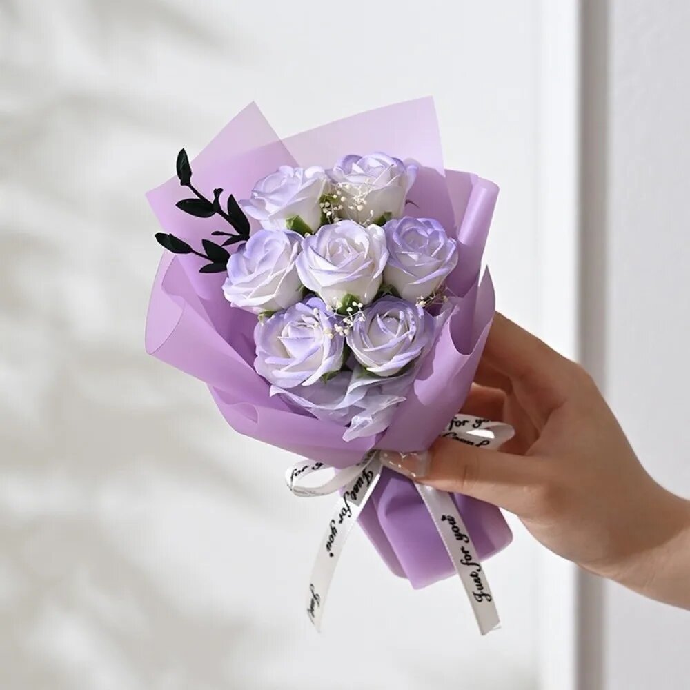 Мыльные розы сиреневые, 7 штук, Color: Purple