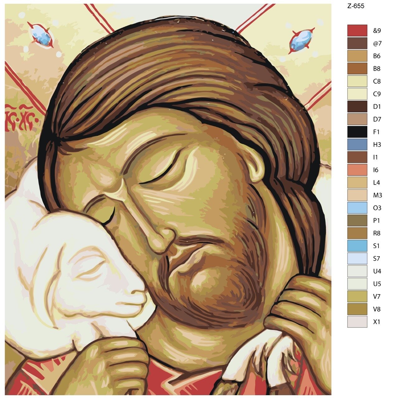 Картина по номерамZ-655 "Иисус добрый пастырь, икона" 40x50