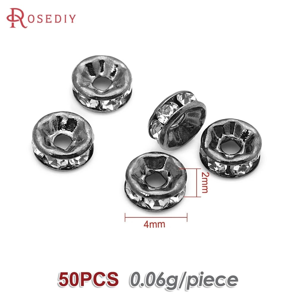 Бусины Rosediy круглые из латуни и циркония черные 8 мм Серый, 50494-Black Color