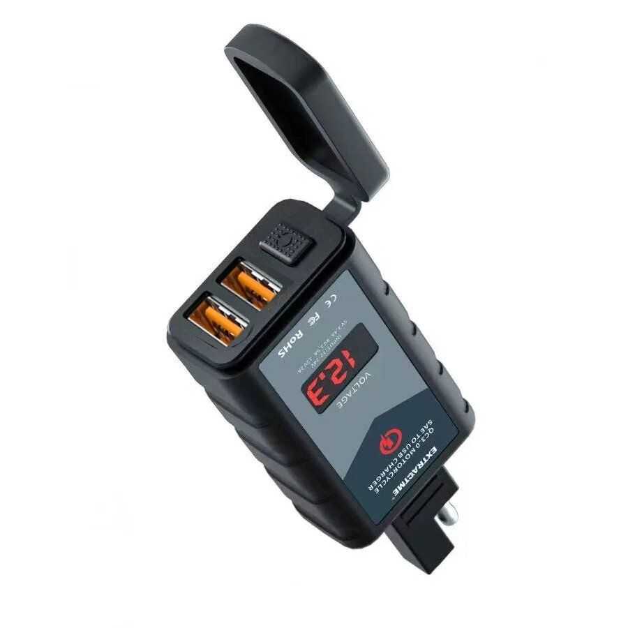 Extractme USB зарядное для мотоцикла с вольтметром 12В