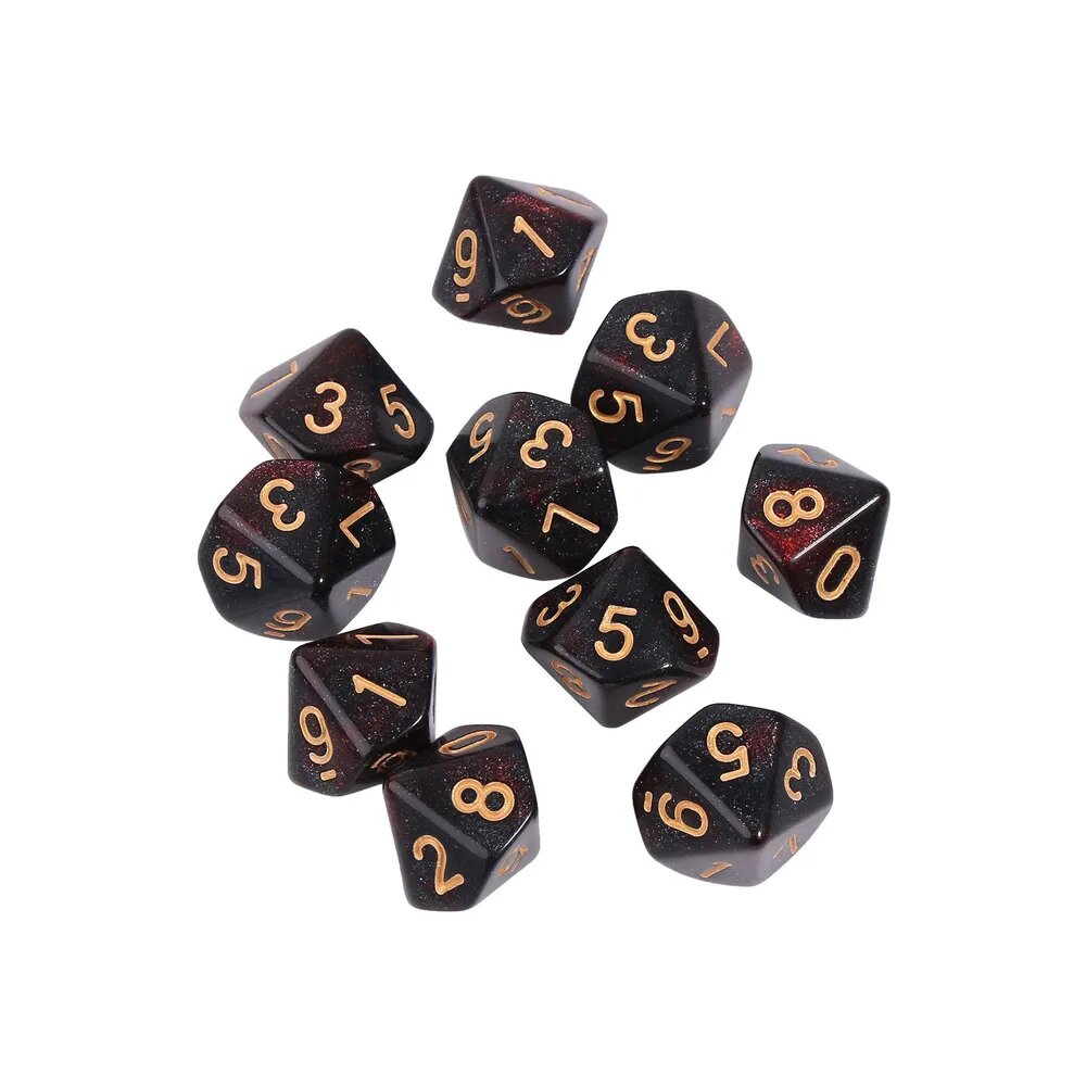 10 шт 10-гранные D10 кубики 15мм для RPG