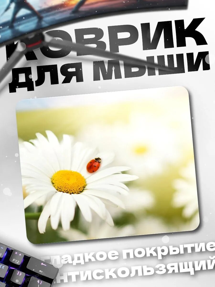 Коврик для мыши божья коровка на цветке