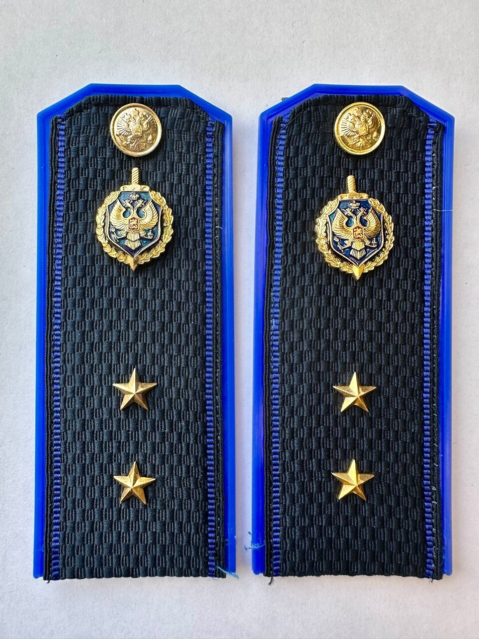 Погоны Фсб на куртку синие Пластик звание Прапорщик 13,5см
