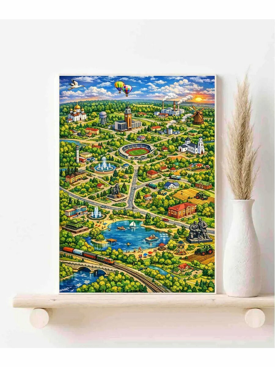 Костюковичи, Беларусь, Fantasy Map, Карта, Плакат 30x42см