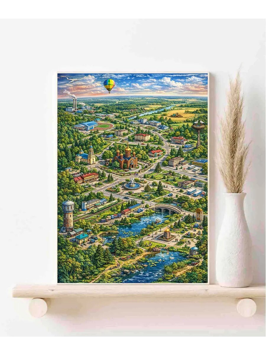Ганцевичи, Беларусь, Fantasy Map, Карта, Плакат 30x42см