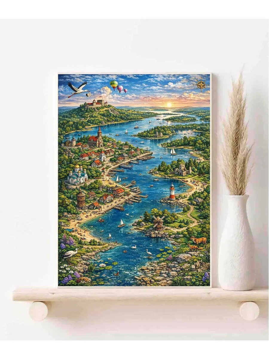 Браслав, Беларусь, Fantasy Map, Карта, Плакат 30x42см