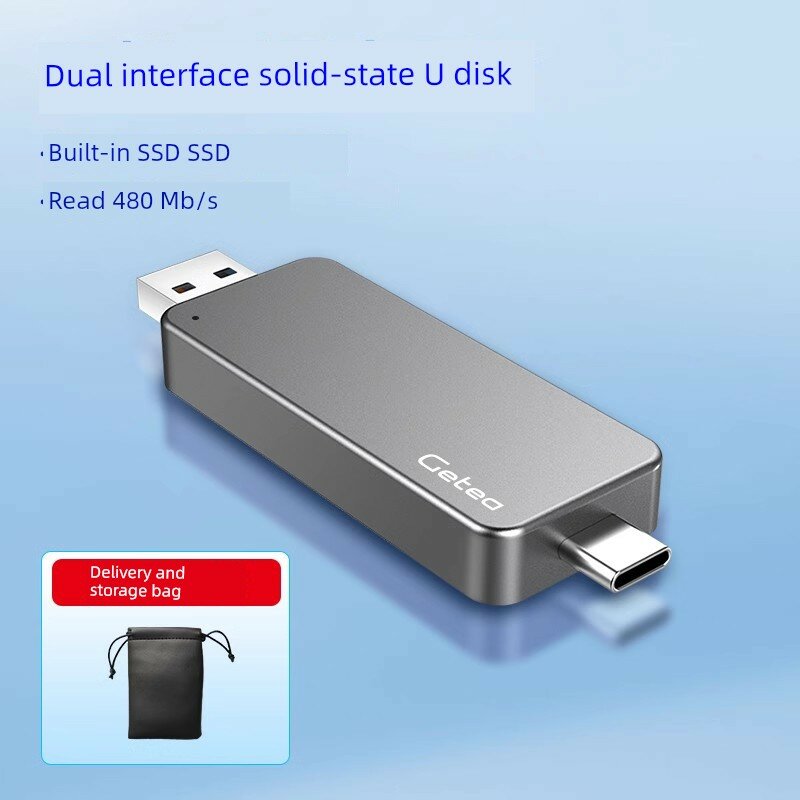 128 ГБ SSD портативный внешний диск с двойным интерфейсом USB-C и USB-A, скорость чтения 480 МБ/с для телефона и