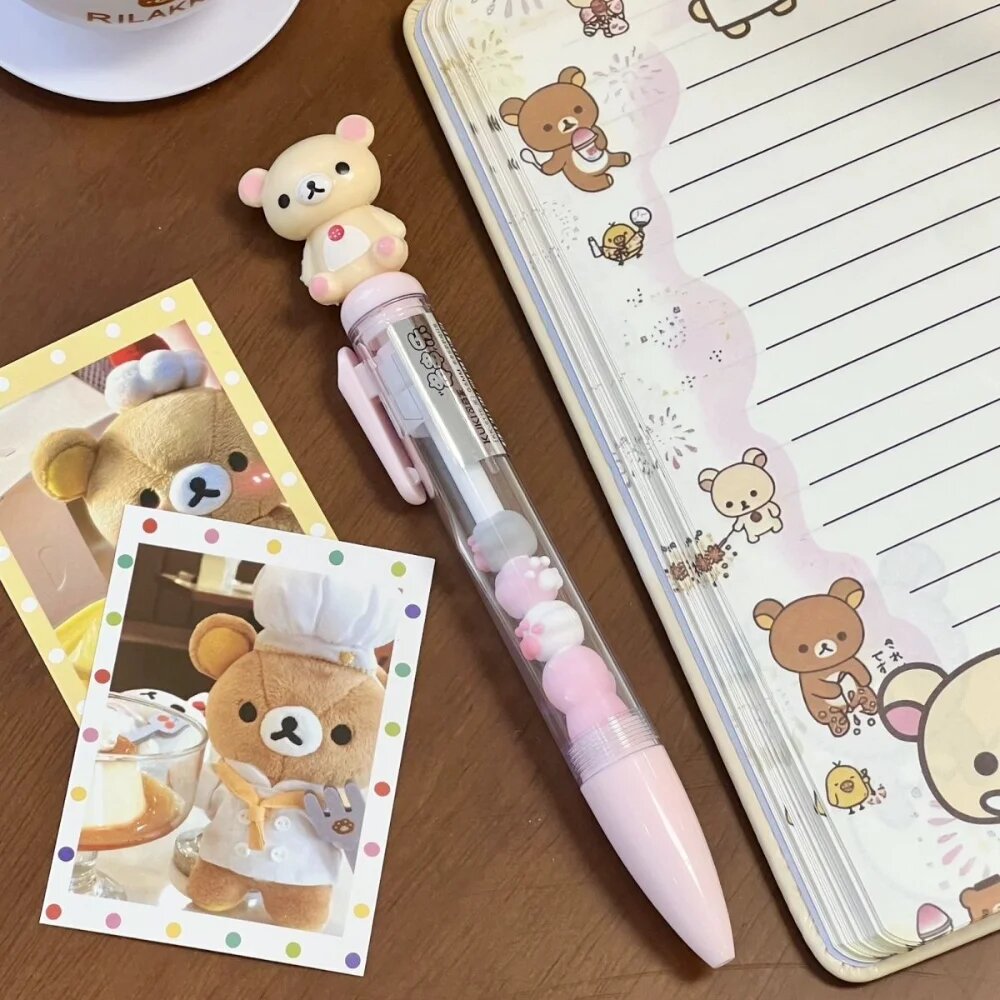 Милая ручка-роллер Rilakkuma с черными чернилами для плавного письма, канцелярские принадлежности для студентов, подарок на день рождения однокласснику