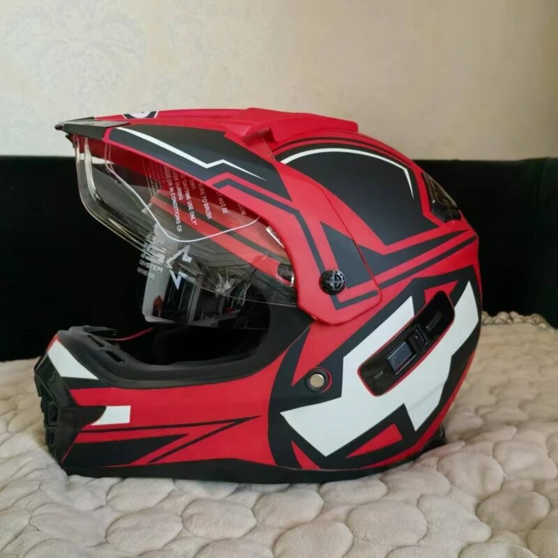 ECE Dirt Bike Helmet Off-Road Full Face Helmet для ATV Motocross MX Enduro Quad Sport, Magic beads, Большой белый цвет