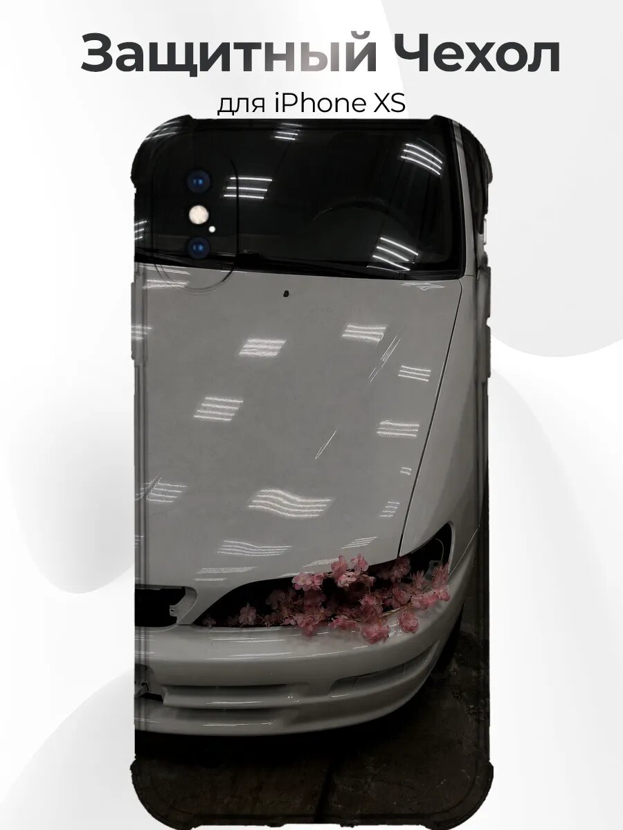 Чехол iPhone X/XS BMW E34 Бункер с цветами