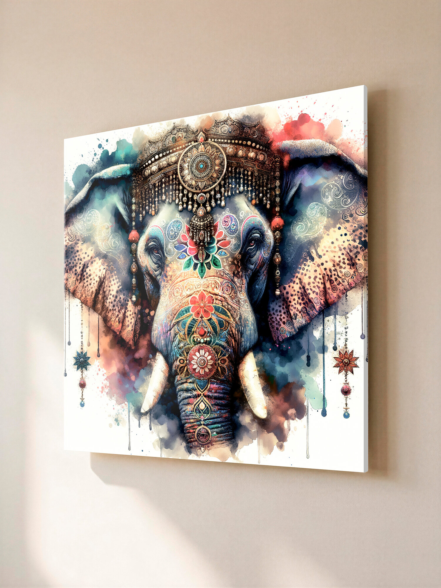Картина PosterMarket "Индийский слон" на стекле, цифровая печать, 30x30 см