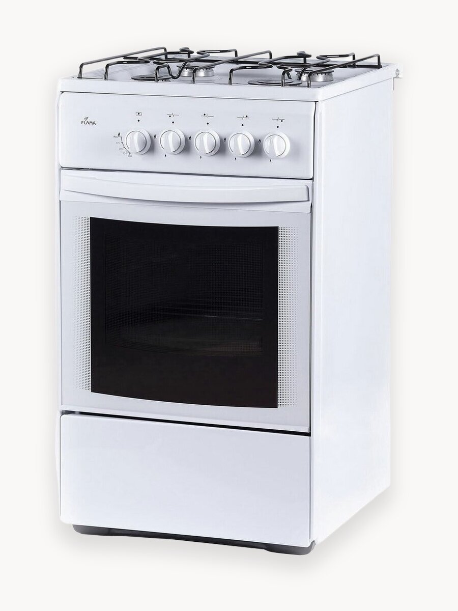 Газовая плита Flama RG 24019 W 50 см, 50 л, 4 конфорки, белый