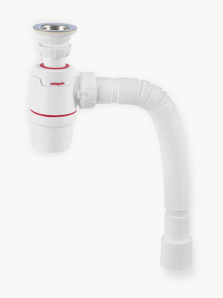 Сифон для раковины и умывальника WIRQUIN NEO с выпуском и гибким соединением