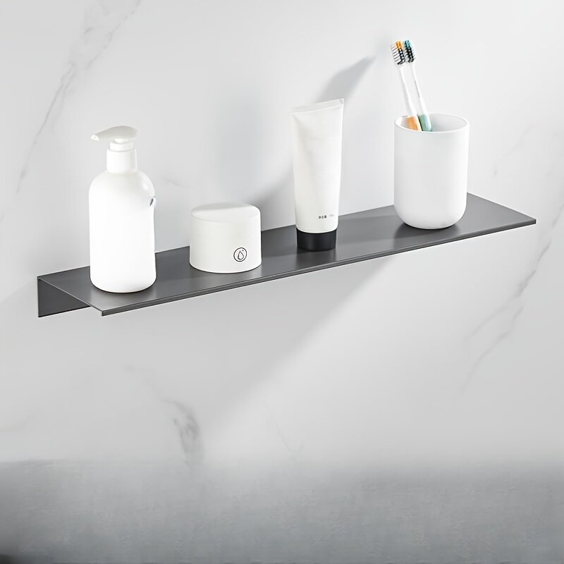 Полка для ванной без сверления, настенная полка над зеркалом, серая полка-стеллаж для хранения, размер 19,69 дюйма