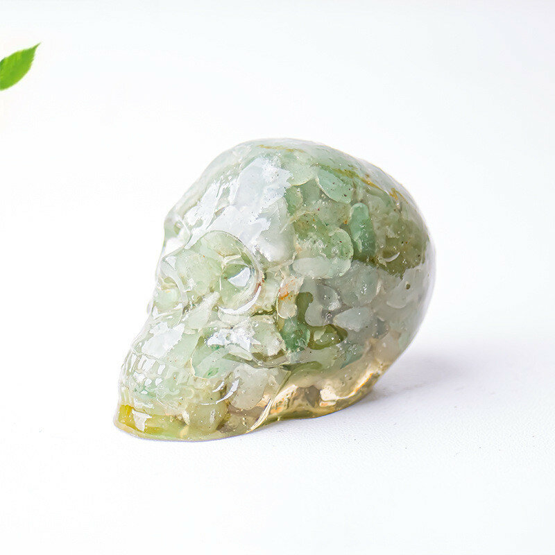Кристалл resin череп украшение с натуральными камнями для офиса и дома настольное украшение зеленый eastern