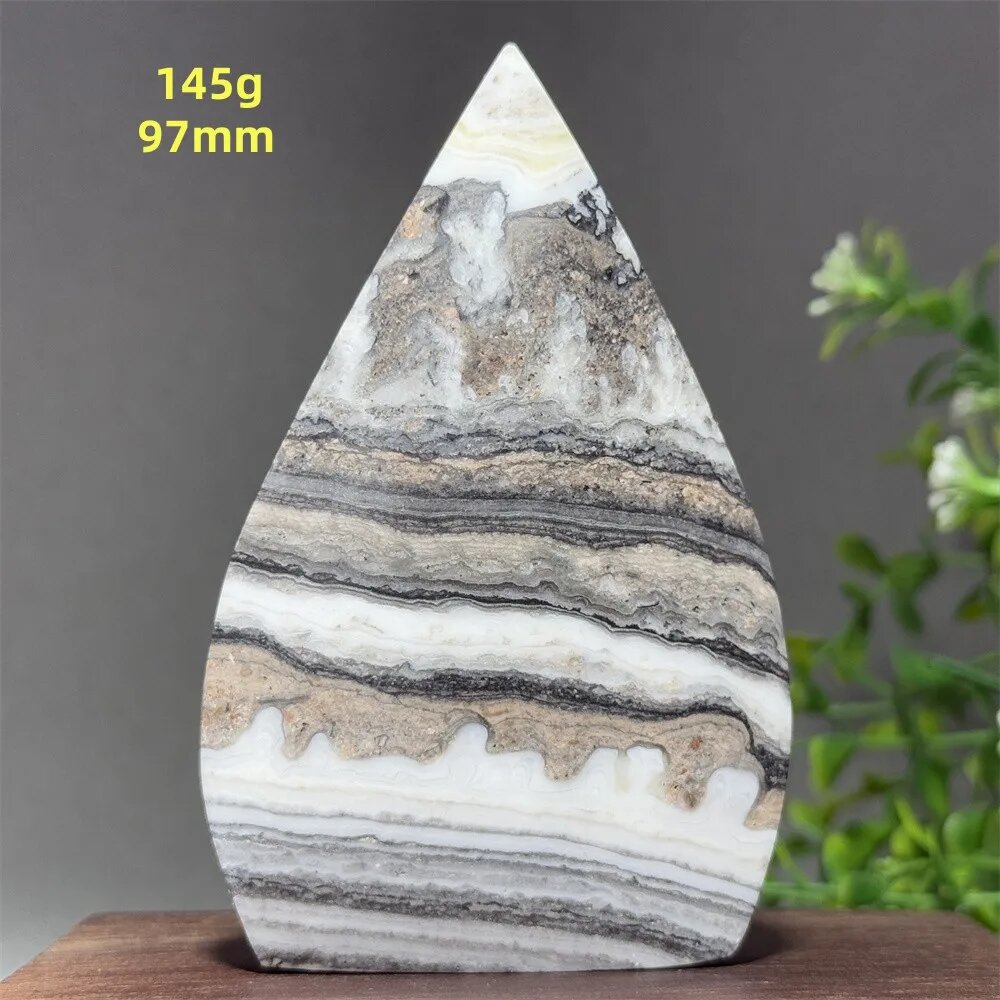 Натуральный полосатый кальцит "Пламя факела" 24 145g 97mm