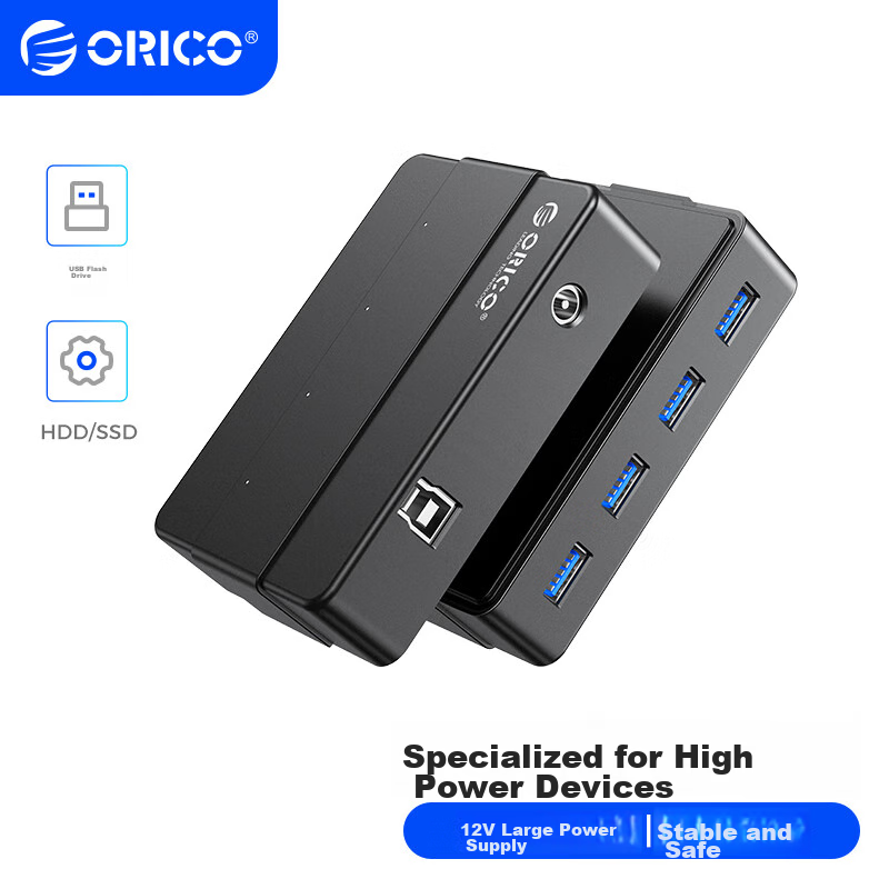 ORICO USB 3.0 4-портовый высокоскоростной хаб с 12В питанием для ноутбуков Цвет：4 порта USB 3.0 [24 Вт независимое