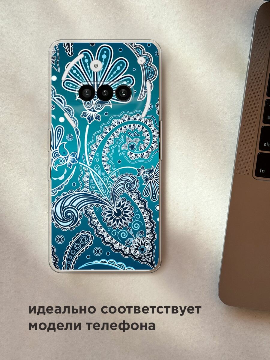 Чехол на Nothing Phone 3a / Нотинг Фон 3а с принтом "Узоры на синем" — фото 1