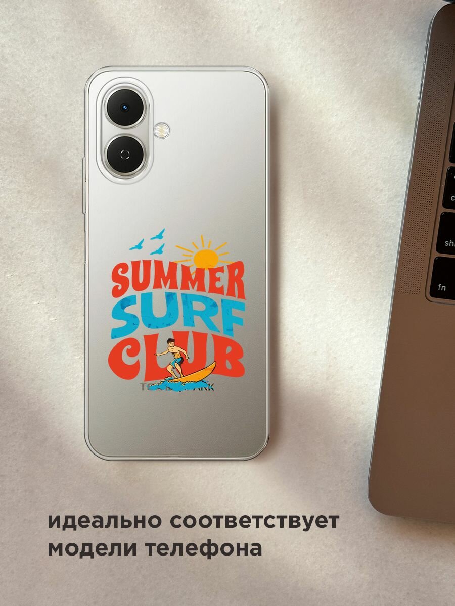Чехол на Tecno Spark Go 2 / Текно Спарк Го 2 с принтом "Summer surf club", прозрачный — фото 1