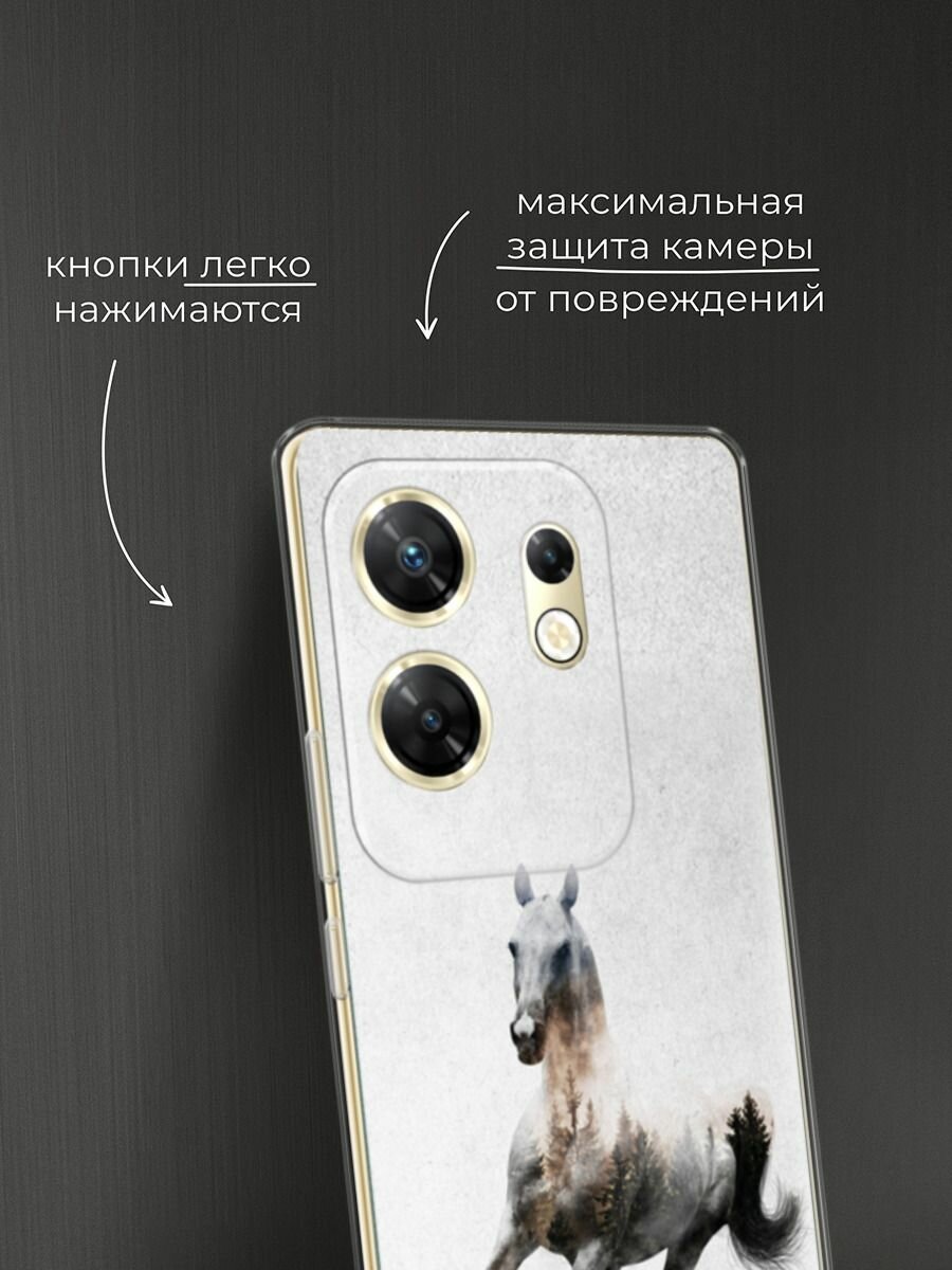 Чехол на Infinix Zero 30 4G / Инфиникс Зеро 30 4G с принтом "Лошадь лес" — фото 1