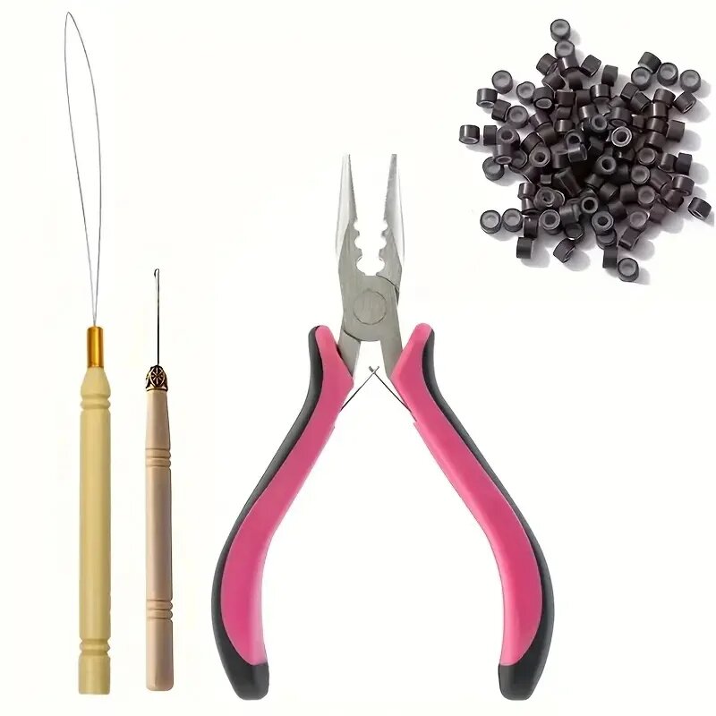 Набор Для Наращивания Волос С Микрокольцом, Плоскогубцы С 3 Отверстиями, Крючок, Съемник Для Бусин