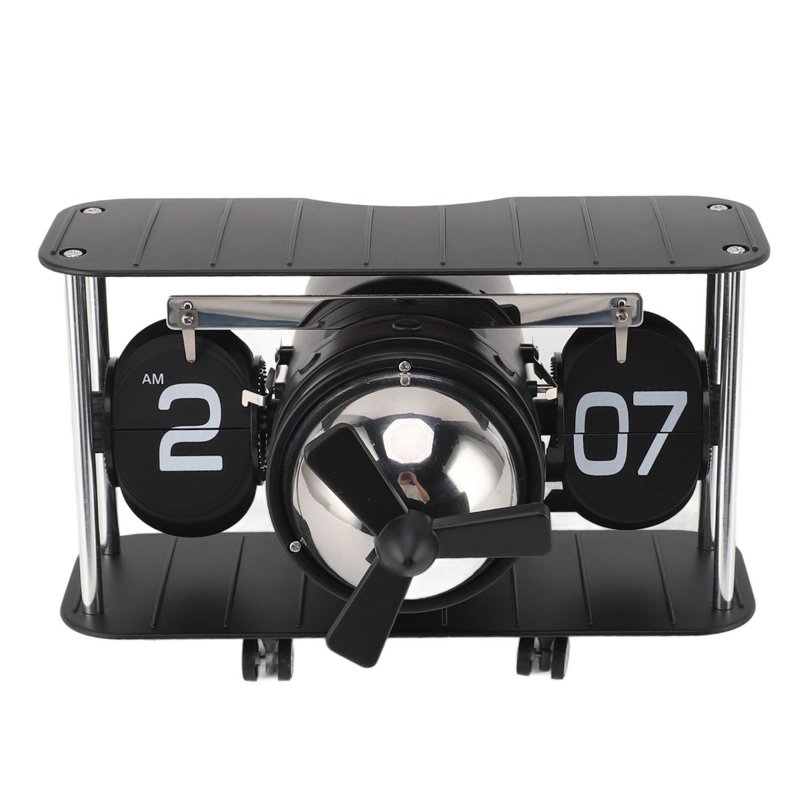 Часы-перевертыш в виде самолета из нержавеющей стали 304 с функцией напоминания о времени, механические настольные часы в стиле ретро для офиса, черные