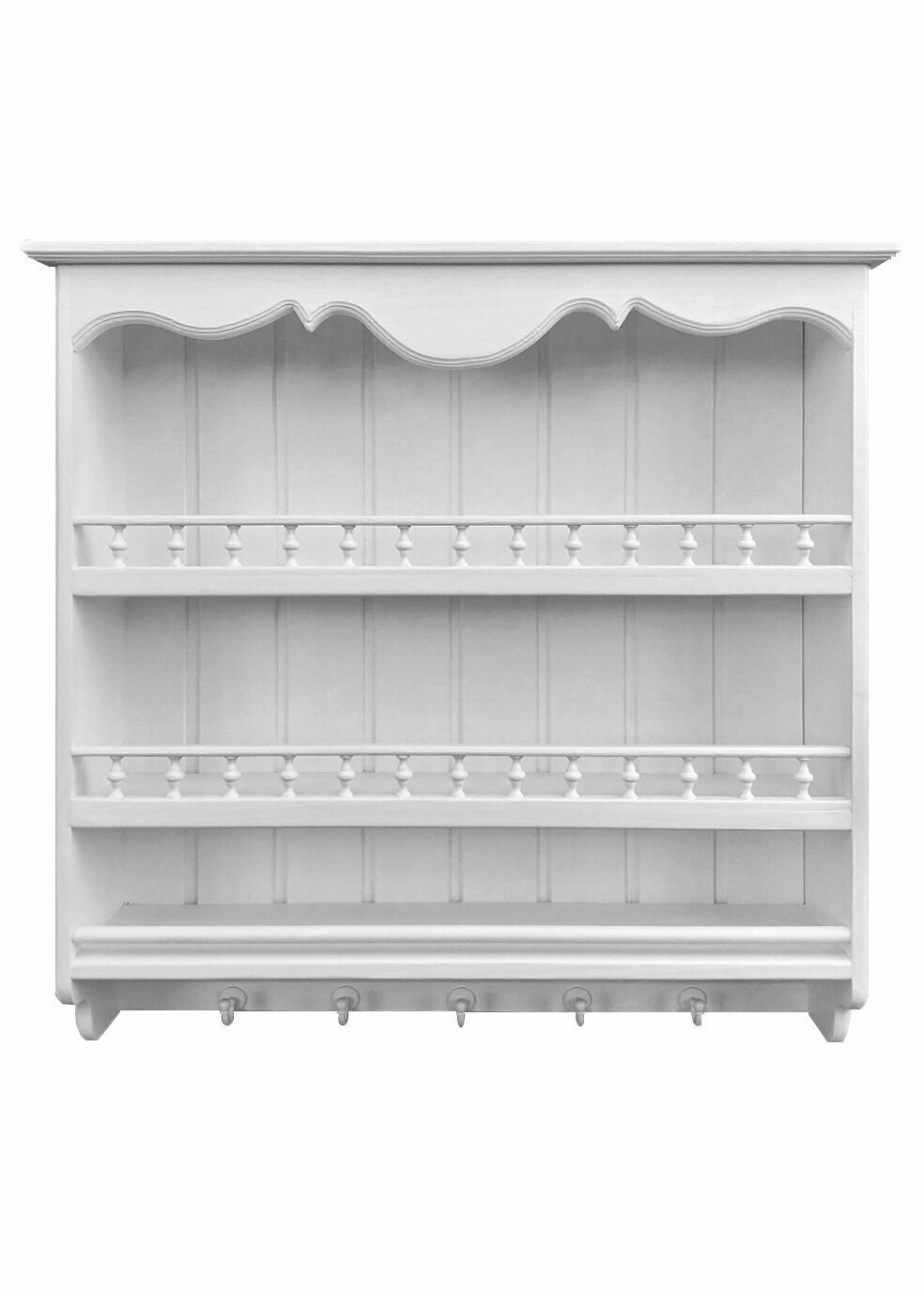 Полка в стиле "Прованс" с крючками и баллюстрадами. Массив сосны. Ручная работа.