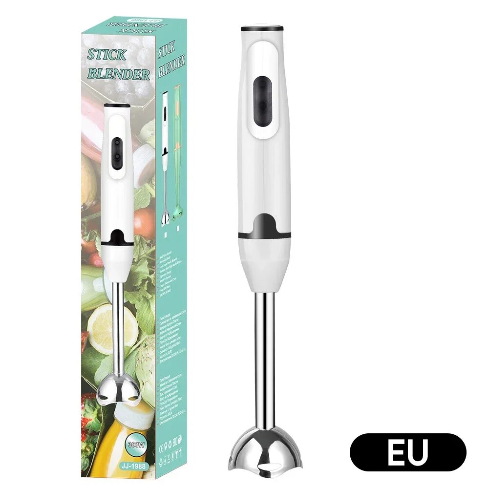 Новый электрический блендер с вилкой европейского/американского/британского стандарта, миксер из нержавеющей стали, ручной блендер, пищевой блендер для детского питания, выпечки, кухни Европейская вилка (EU Plug), White-Black