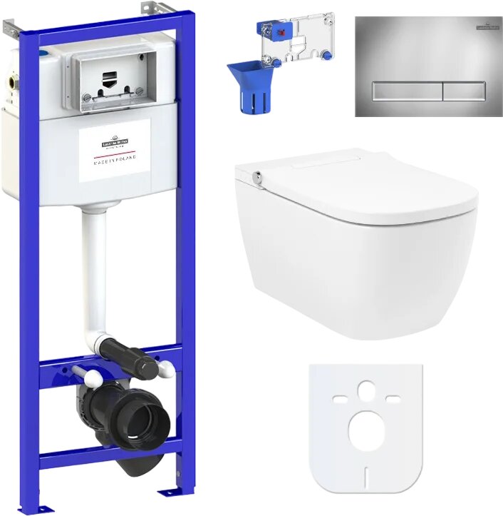 Комплект Lavinia Boho Унитаз подвесной Smart V-Clean 3359101R безободковый, с микролифтом / Инсталляция RelFix 38010010 / Кнопка RelFix хром