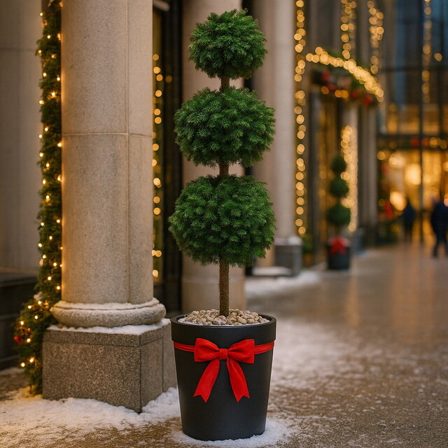 Искусственная Туя-шар на ножке 210 см, литая 100%, ElkaDe, ТШ-65*50*35-210