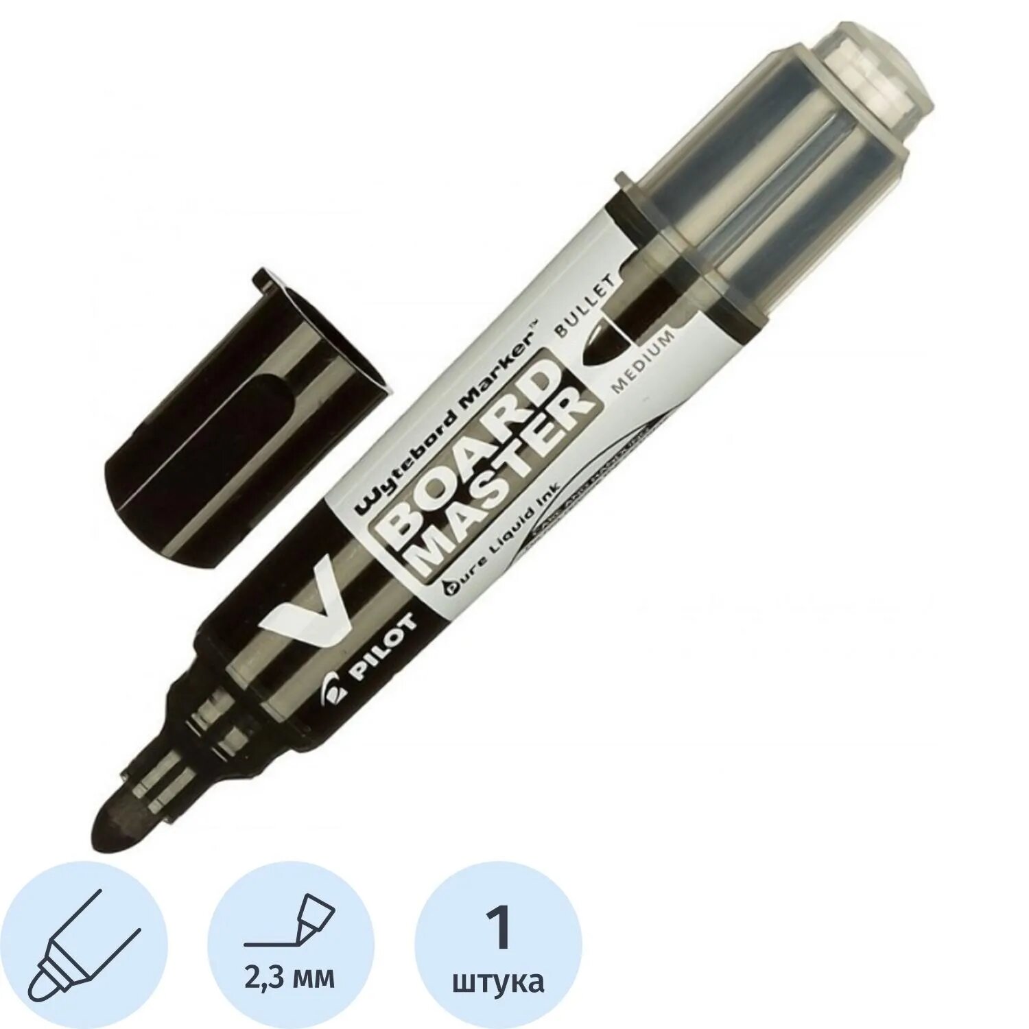 Маркер для белых досок PILOT WBMA-VBM-M-BG черный 1-3мм