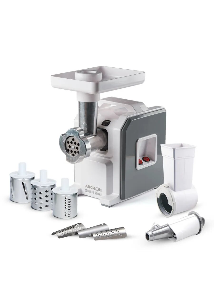 Мясорубка Аксион М43.02, белая/серая, насадка для фарша, пластик