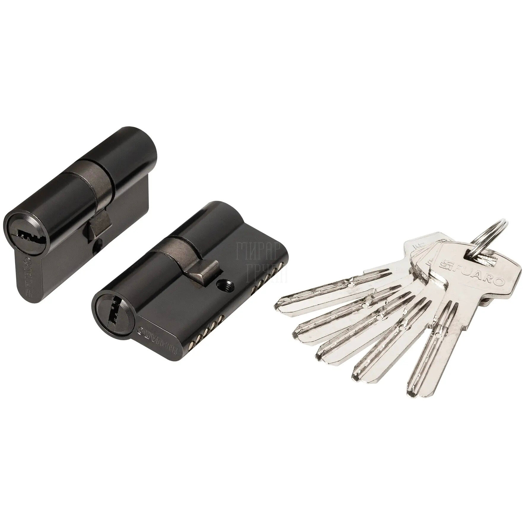 Цилиндровый механизм (личинка для корпусов замков, входных и межкомнатных) Fuaro (Китай) ключ-ключ серии 200 Z матовый черный 30/30