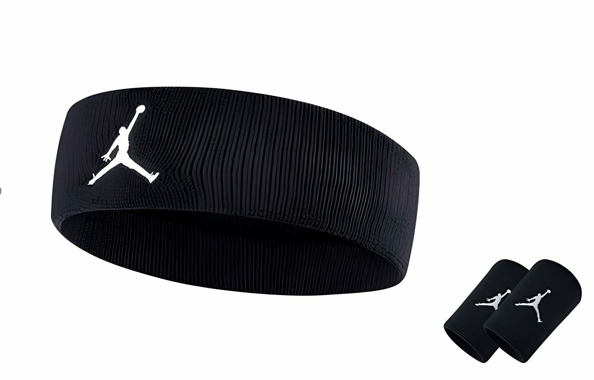 Повязка для головы Jordan Dri FIT Jumpman, черная, wrist brace+hair band