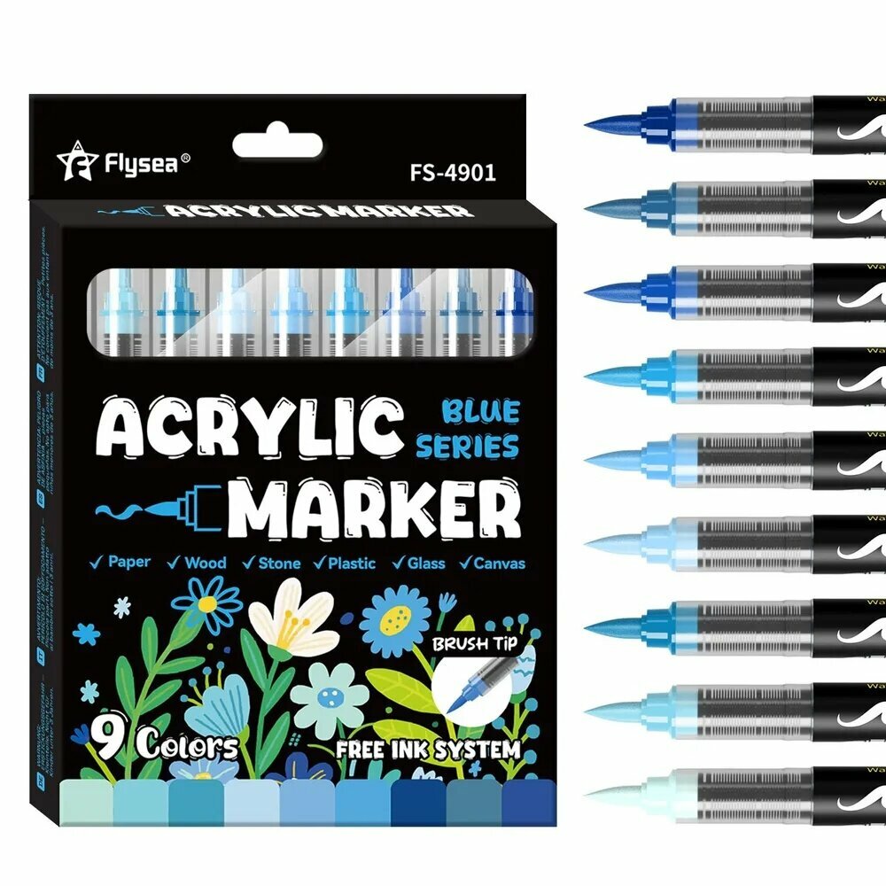 Flysea Маркер Акриловый, 9 шт. для граффити