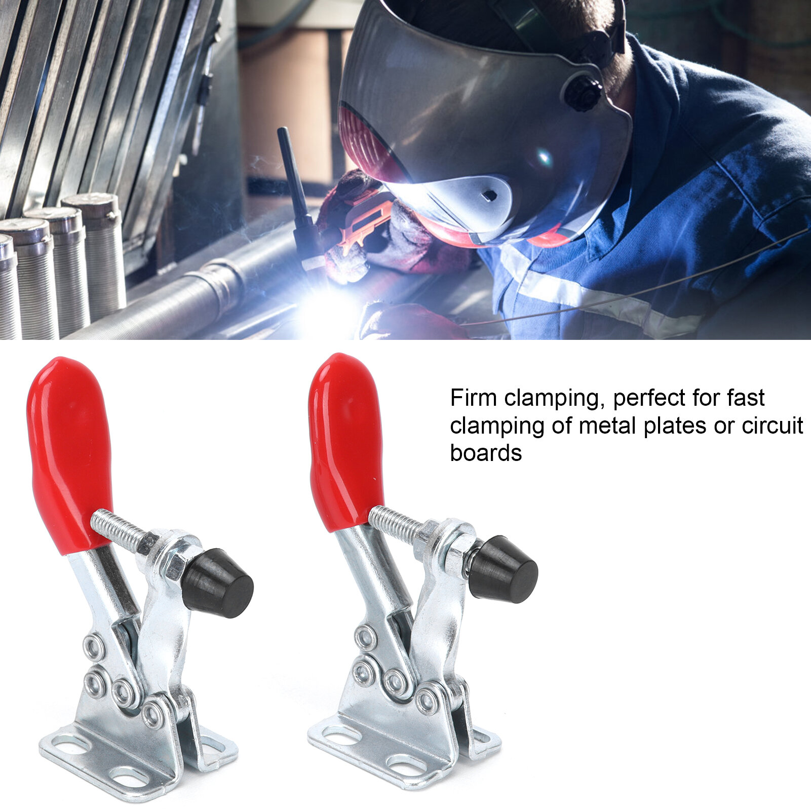 Комплекта прижимных коленно-рычажных зажимов LD GH 201 A. Зажимное приспособление. Ручной инструмент. Удерживающая способность — 30 кг.