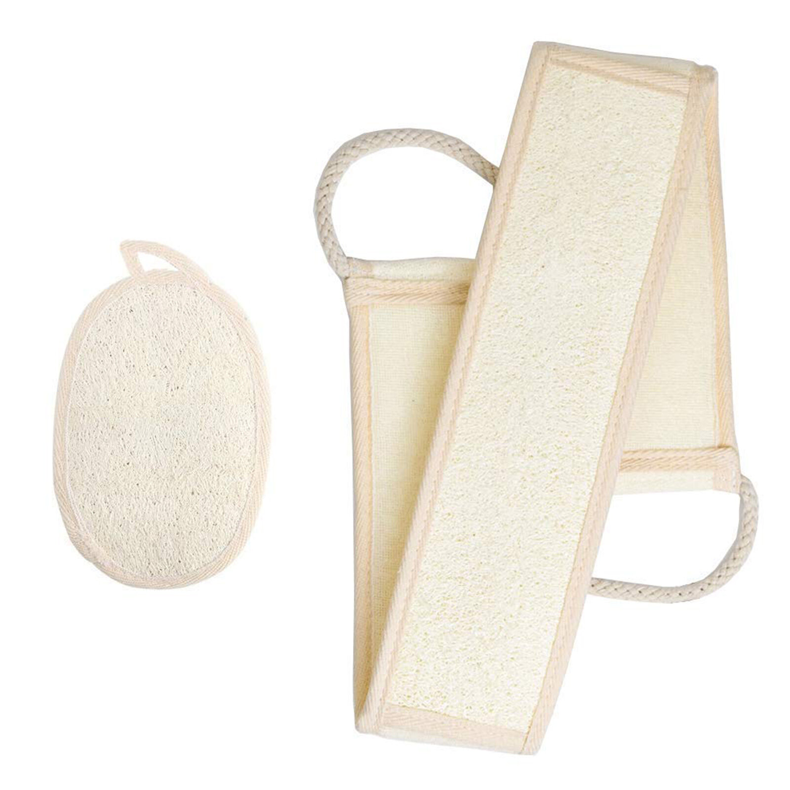 2 Pack Ванны Луффа Губка Скрабер Для спины Эксфолирующий Пад Для Душа Лицо Тело Мытье СПА Глубокая Чистка Лофа Луффа Для мужчин и женщин Бежевый Разные размеры и формы