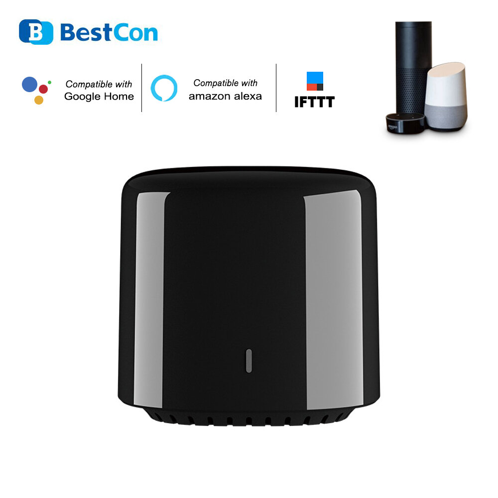 Универсальный пульт BroadLink BestCon RM4C Mini IR Black Bean с подключением Wi-Fi, инфракрасным приемником, управлением через приложение, таймером и совместимостью с голосовым управлением, 1 шт, DC5V, 1A, ≤0.69W, 802.11b/g/n 2.4GHz, IOS 9.0/Android