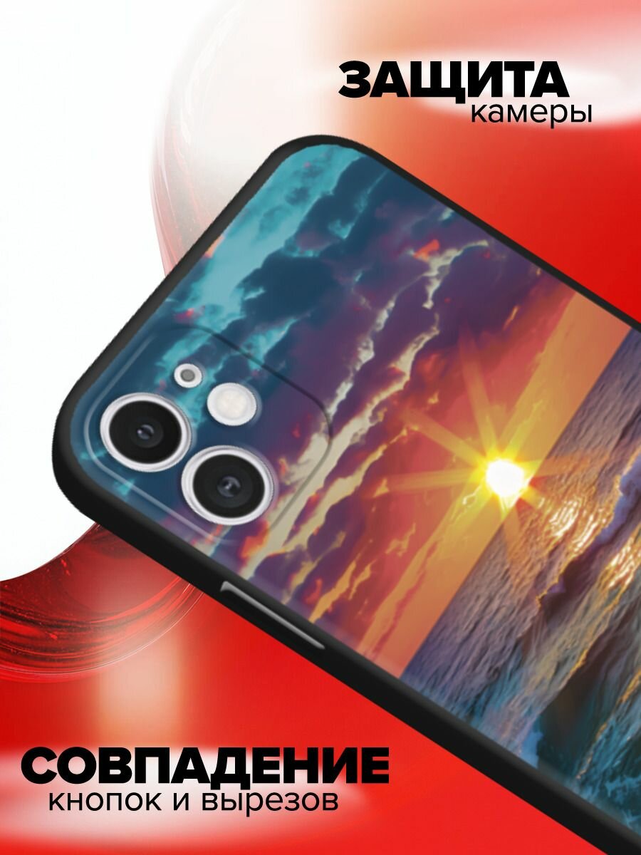 Черный матовый чехол на Apple iPhone 11 / Айфон 11 с принтом Морской пейзаж — фото 1