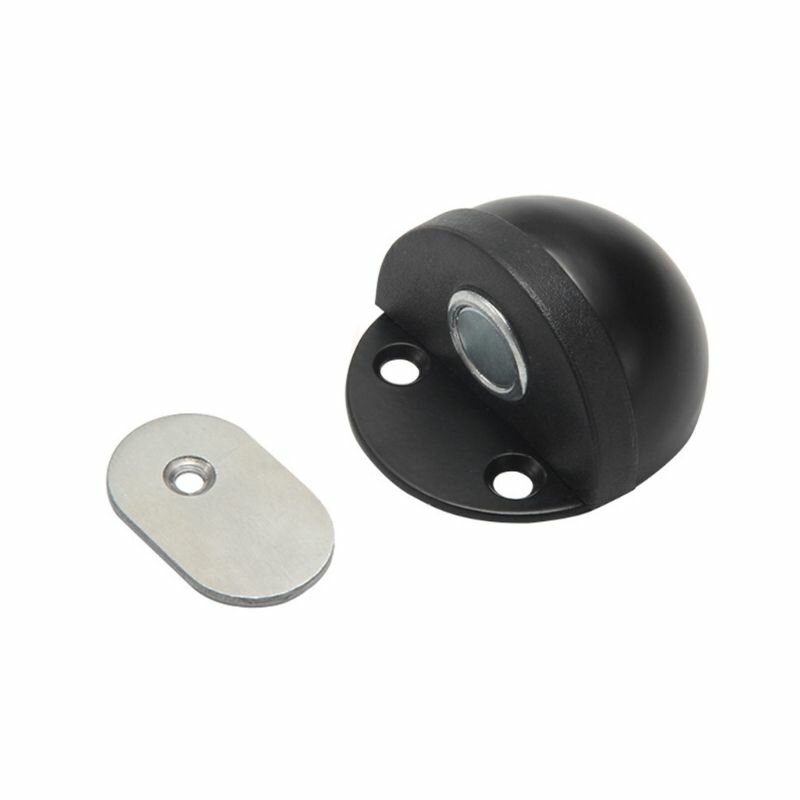 Самоклеящийся / перфорированный фиксированный резиновый буфер, скрытый магнитный дверной упор из нержавеющей стали, упор-черный