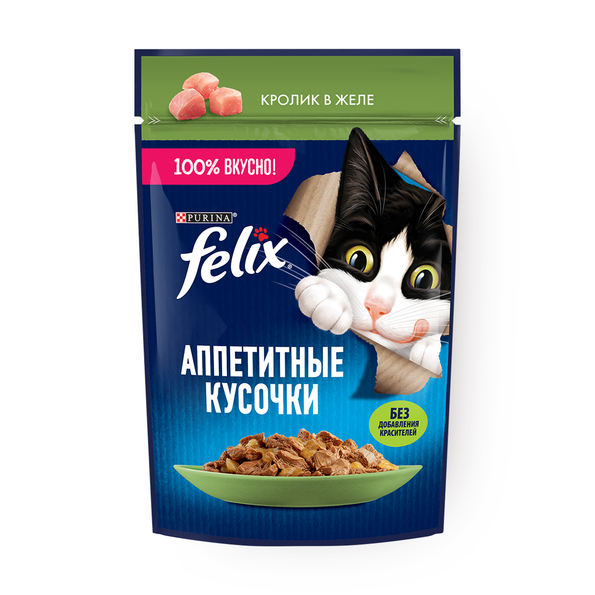 Влажный корм для кошек Felix Аппетитные кусочки кролик в желе