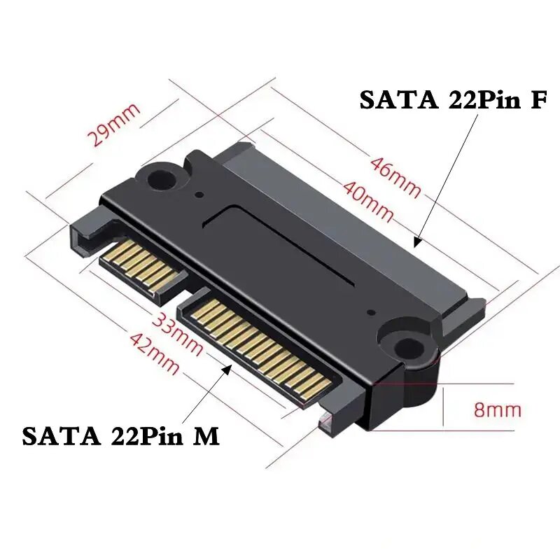 AXONUS Адаптер SAS на SATA 90 градусов SATA 22P M-F
