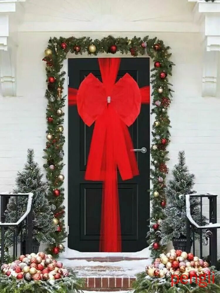 1x красный бант на всю дверь 75 750 см для рождественских бантов, украшения, свадебные чехлы на стулья