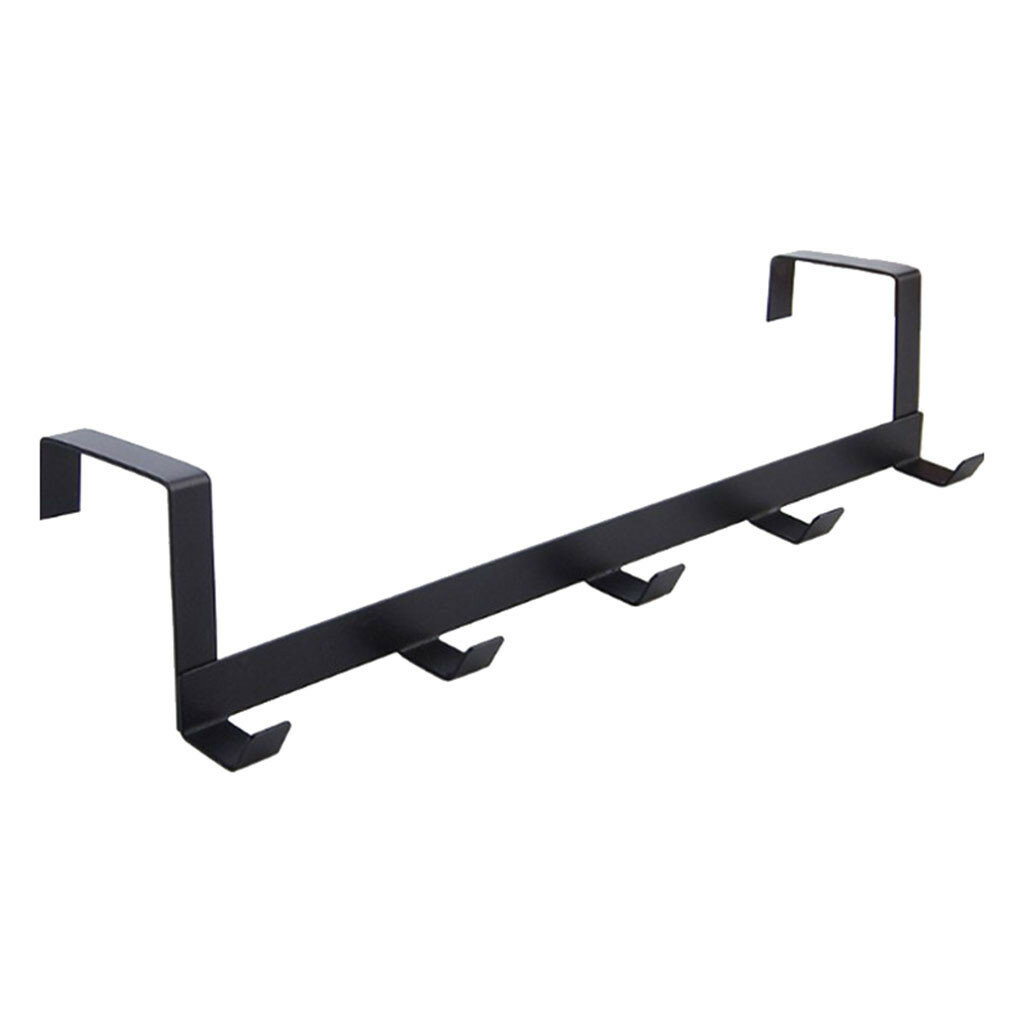 Тowel Rack 5 Hooks Over Door Closet Entryway Organizer Lingouzi Bathroom Door Towel Hook Spray Paint Rust-Proof Wrought Iron Load-Bearing 5 kg No Drilling Installation Door Thickness 4.5 cm 1.77 inches 1 x Hook