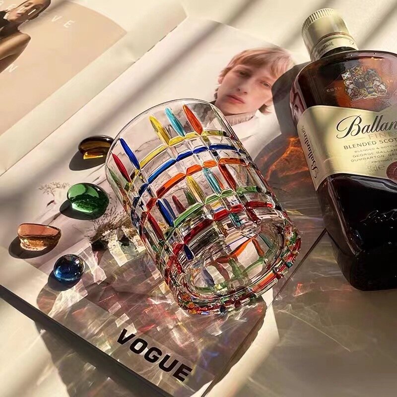 Стаканы "Италия", хрустальное стекло, 320мл, 1шт, многоцветные