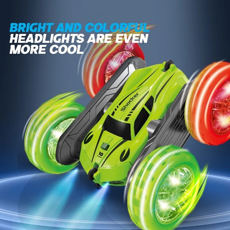 Радиоуправляемая машинка с двусторонним переворотом на 360 градусов, вращающаяся на 4WD, с подсветкой, 2,4 ГГц, электрическая гоночная трюковая машинка, подарок для мальчиков и девочек.