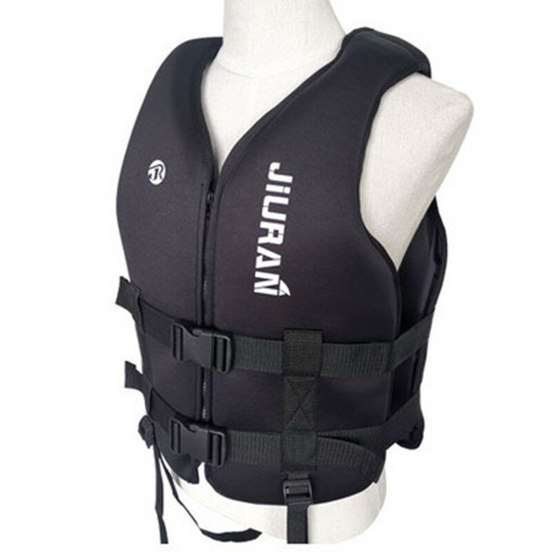 Взрослая жилетка для плавания рыбалки каяк лыжный жилет спасательный снаряд водные виды спорта для детей черный