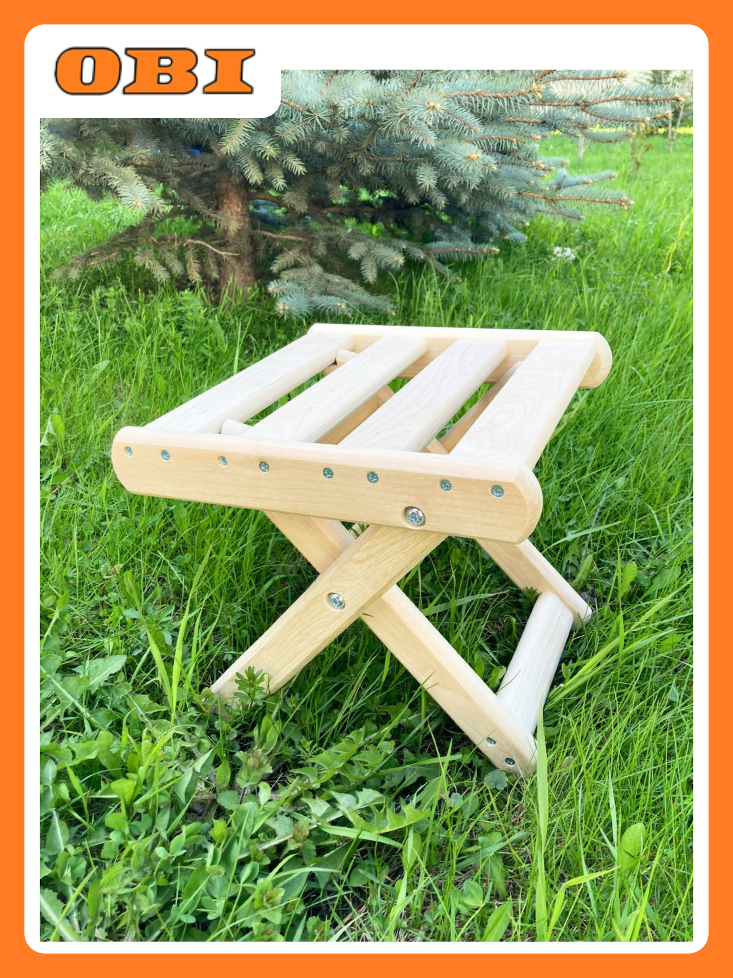 Табурет Сима-ленд, складной, береза, 30x30x30 см, максимальная нагрузка 80 кг